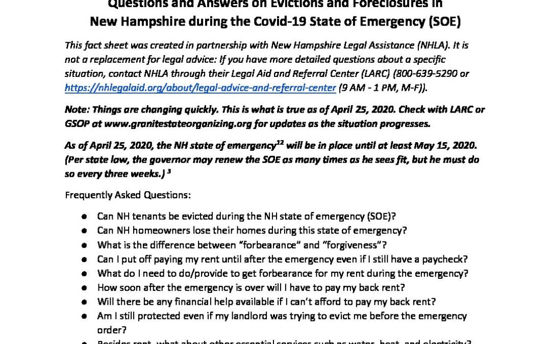 GSOP FAQ – SOE Eviction and Foreclosures v.2 | GSOP